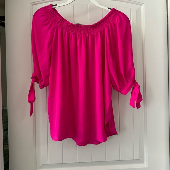 Tops | Boatneck Or Off The Shoulder Bright Pink Top | Poshmark